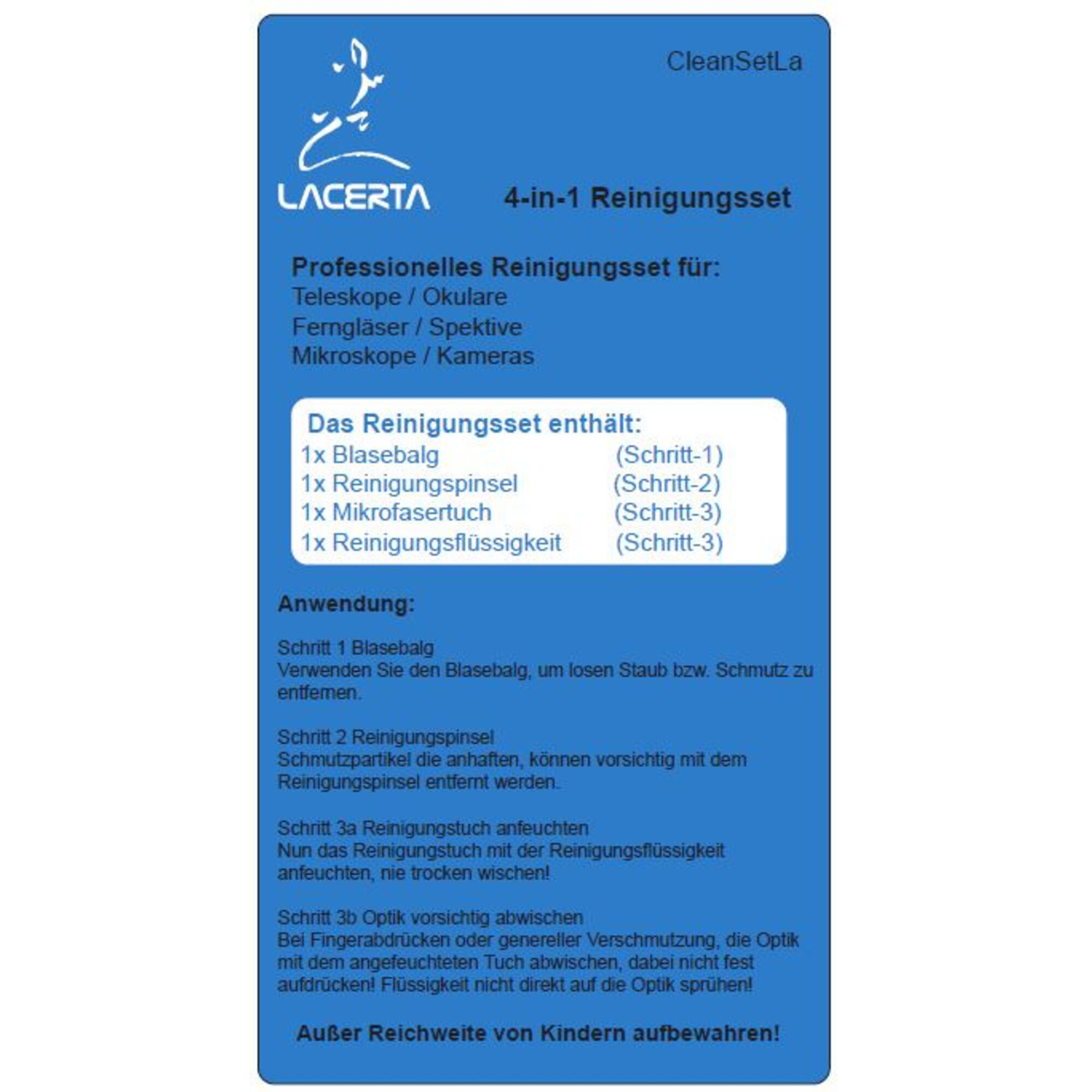 Lacerta Reinigungsset für Optiken